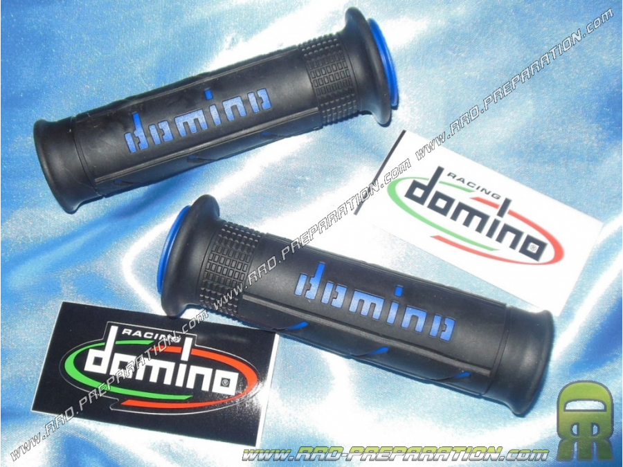 Handlebar grips, open sides coating, small DOMINO ROAD bi-color ring ...