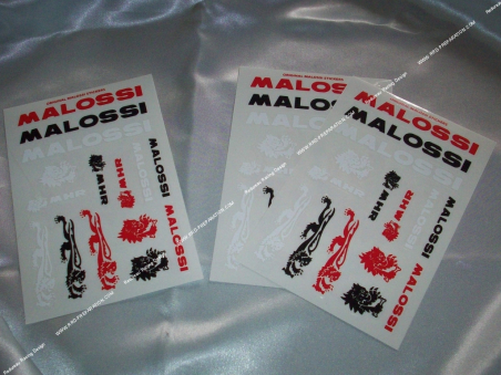 Board of 15 stickers MALOSSI colors red, white and black on clear ...