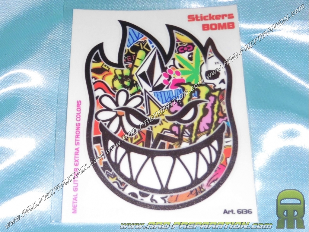 Autocollant STICKERS BOMB FLAMME 10cm x 12cm - www.rrd-preparation.com