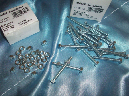 Boulon (écrou 6 pans + vis) ALGI acier zingué blanc tailles et Ø au ...