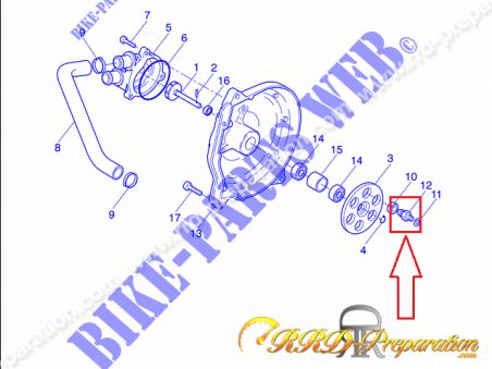 Water pump pin H20 TOP PERFORMANCES for SCOOTER 50 APRILIA ZONE 51, MBK ...