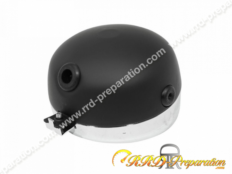 Faro (faro) redondo negro cromado Ø130mm P2R LUXE CAP para ciclomotor ...