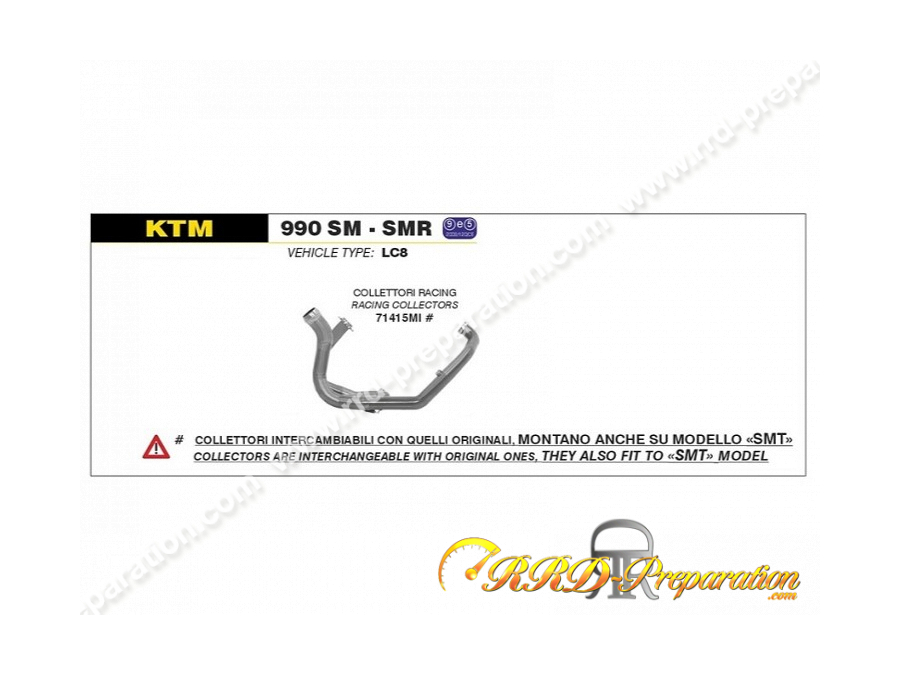 ARROW Racing uncatalyzed exhaust manifold for KTM 990 SM/SMR from 2008/ ...