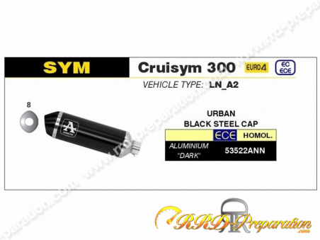 ARROW Urban exhaust silencer for maxi-scooter SYM CruiSym 300 from 2017 to 2020