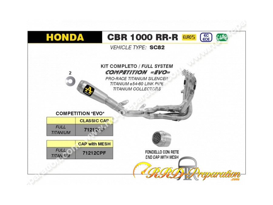 ARROW COMPETITION EVO complete exhaust line for HONDA CBR 1000 RR-R ...