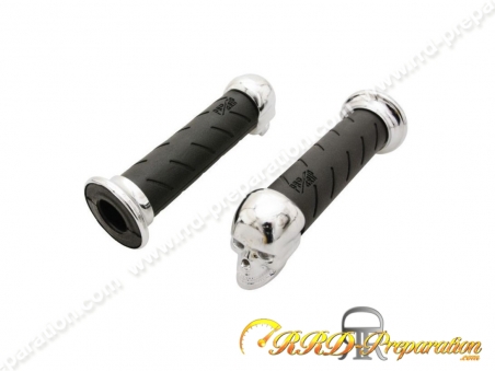 Handlebar grips, coating, Black/Chrome, closed sides, PROGRIP CUSTOM ...