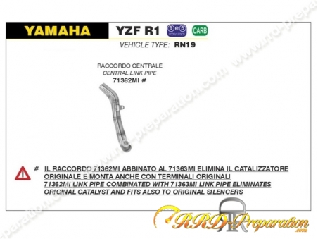 Non catalyzed connector for THUNDER silencer on YAMAHA YZF R1 from 2007 ...
