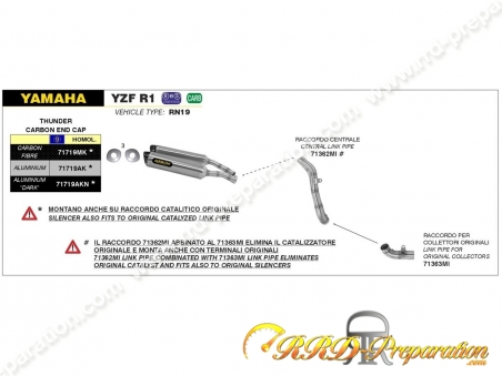 Silencer kit with THUNDER ARROW fittings for original manifold for ...