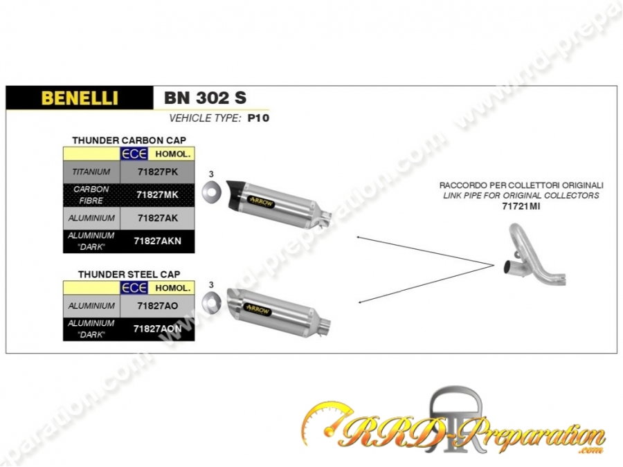 Kit silencieux avec raccord ARROX THUNDER pour collecteur d'origine sur ...