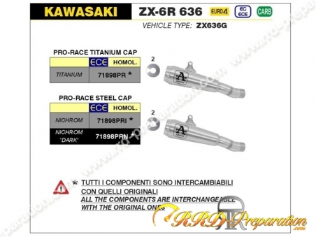 ARROW PRO-RACE exhaust silencer for KAWASAKI ZX-6R 636 from 2019 to ...