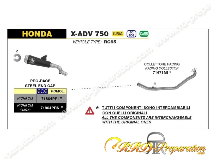ARROW PRO RACE complete line for HONDA X-ADV 750 from 2017 to 2023