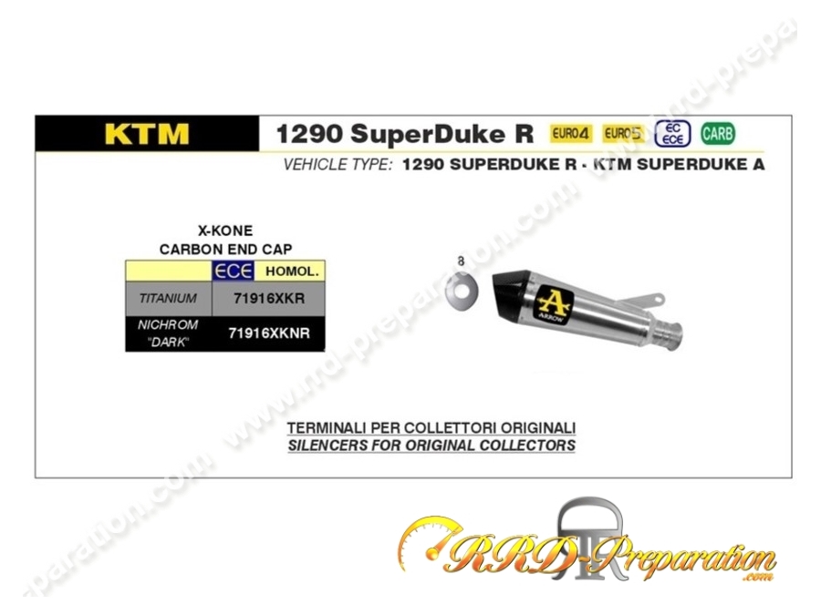 X-KONE ARROW silencer for original collector on KTM 1290 SUPERDUKE R ...