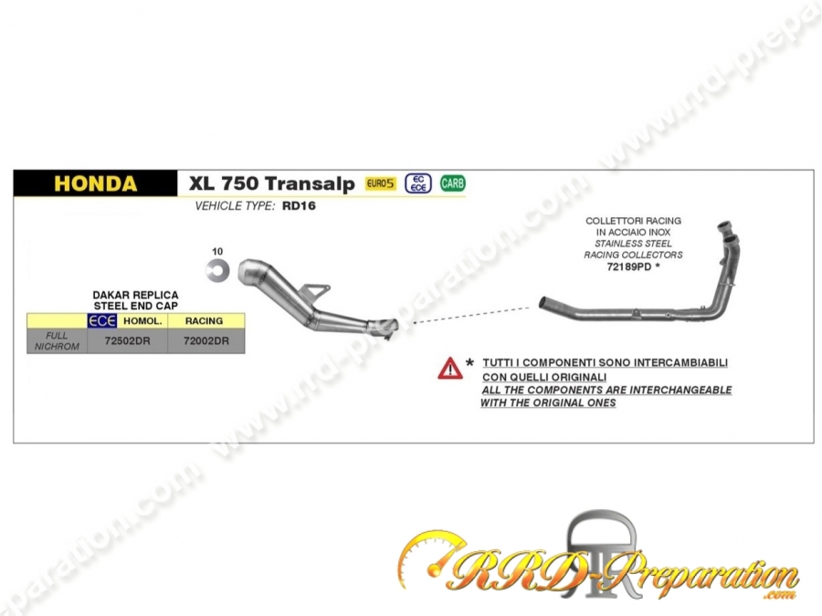 Sistema de escape completo ARROW DAKAR REPLICA para HONDA XL 750 ...