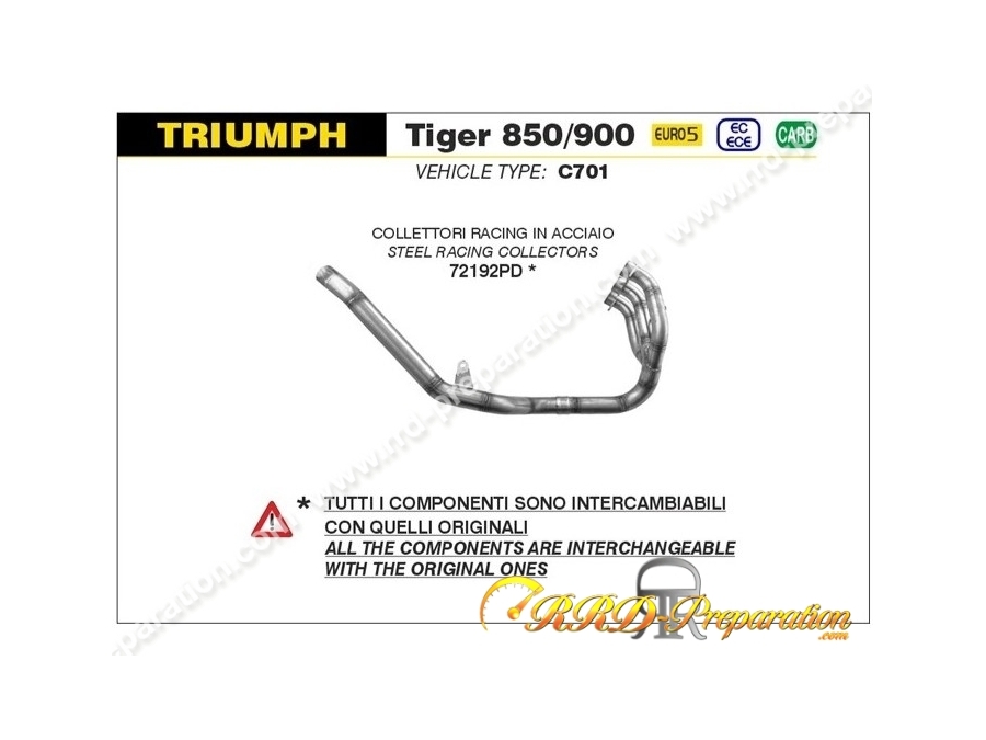 VELOCE ARROW complete exhaust system for TRIUMPH TIGER 850/900 from ...