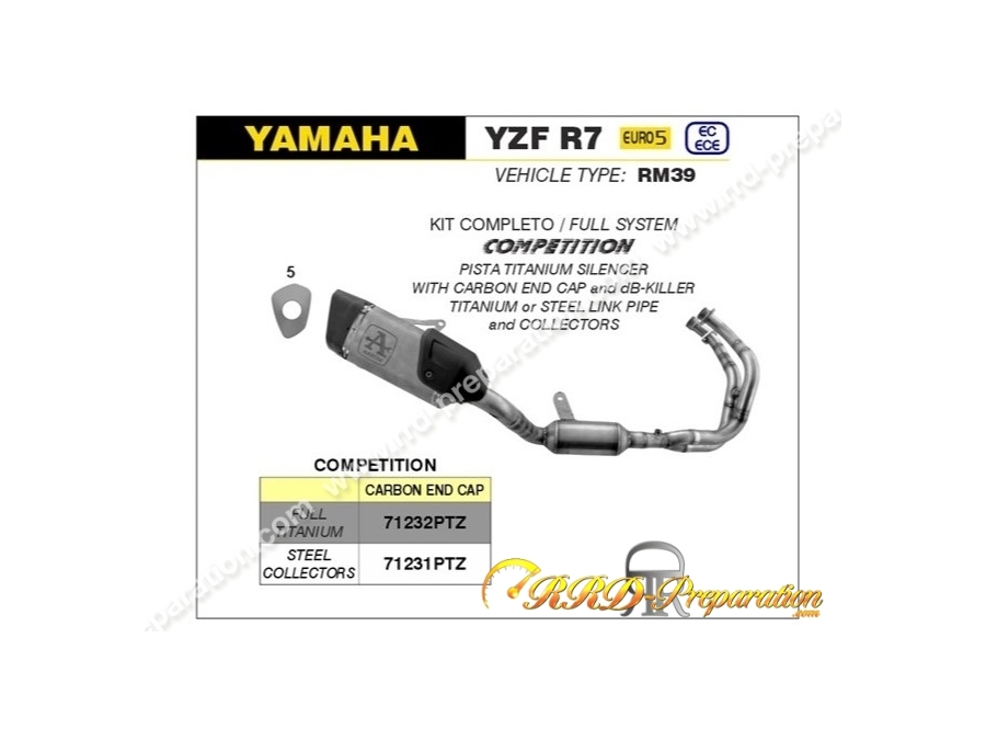 ARROW COMPETITION complete line for YAMAHA YZF R7 from 2021 to 2023 ...