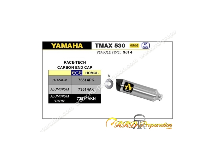 ARROW RACE-TECH exhaust silencer for YAMAHA TMAX 530 from 2017 to 2019 ...
