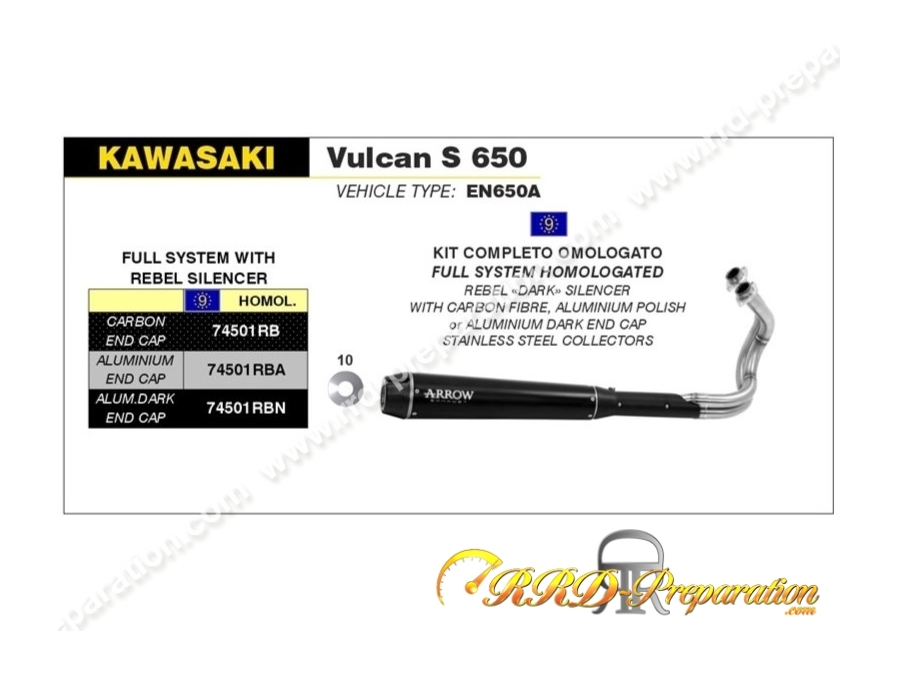 ARROW REBEL complete exhaust system for KAWASAKI VULCAN S 650 from 2014 ...