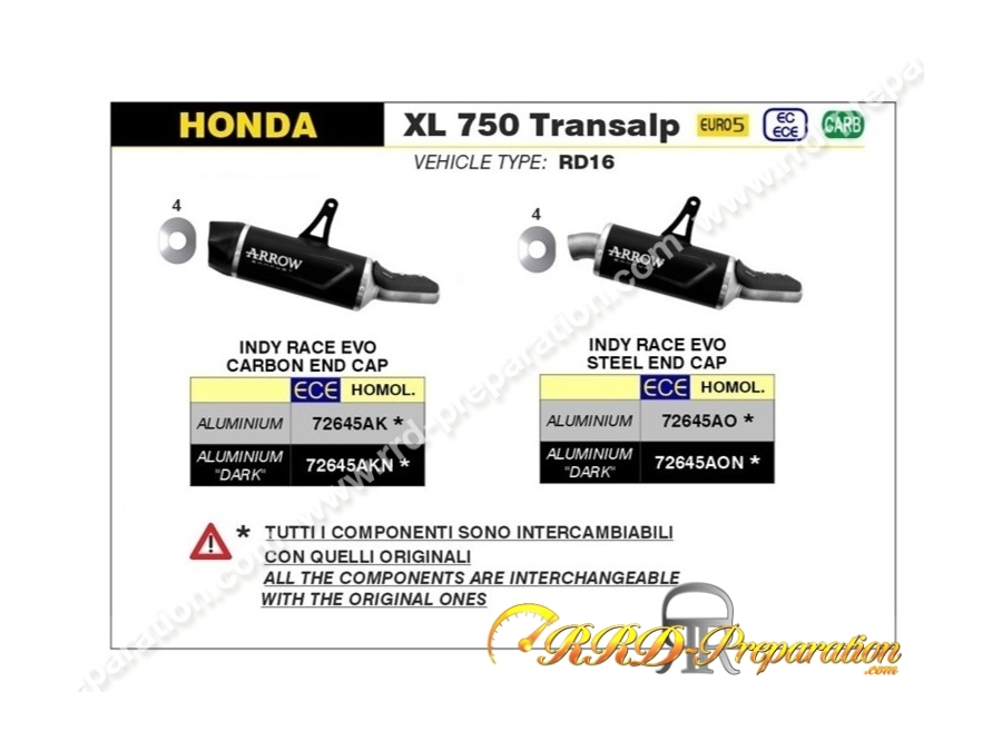 INDY RACE EVO ARROW complete exhaust system for original or Arrow ...