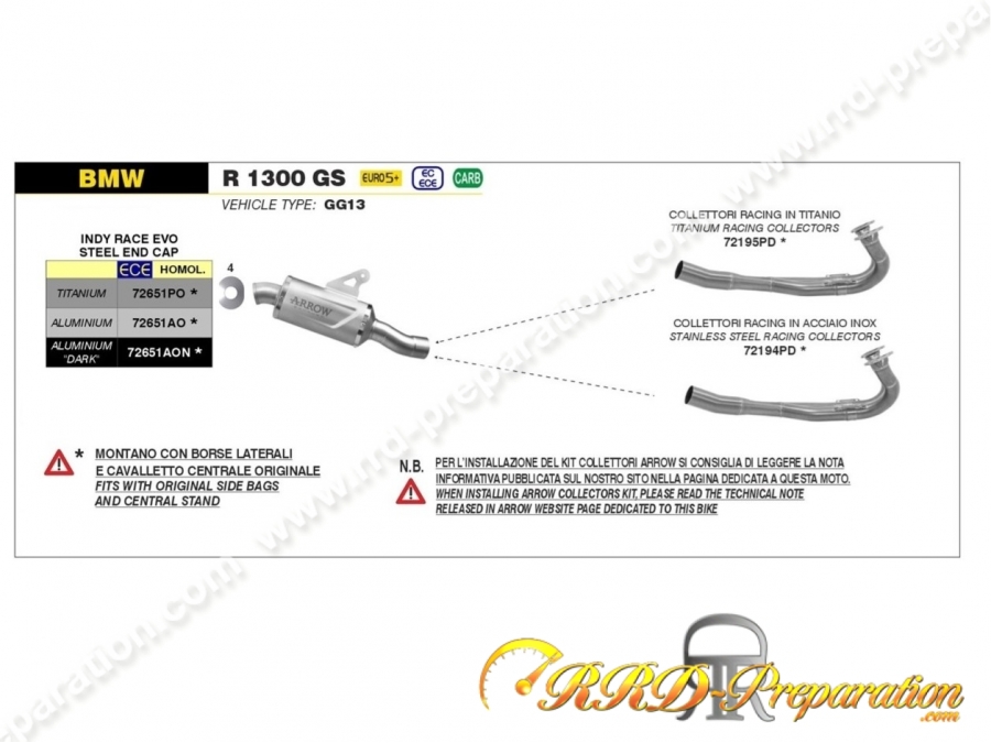 Complete line ARROW INDY RACE EVO for BMW R 1300 GS from 2024