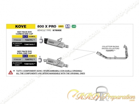 ARROW INDY-RACE EVO full exhaust system for KOVE 800X Pro from 2024 and ...